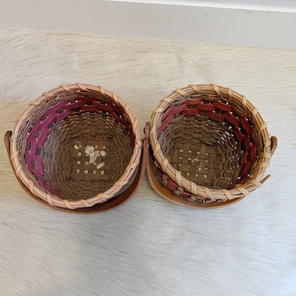 Vintage | Accents | Vintage Set Of 2 Tan And Red Wicker Baskets | Poshmark